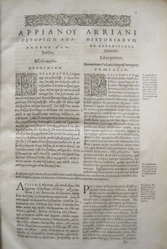 Bonhams : ARRIANUS, FLAVIUS. 86-160. De expedit. Alex. magni ...
