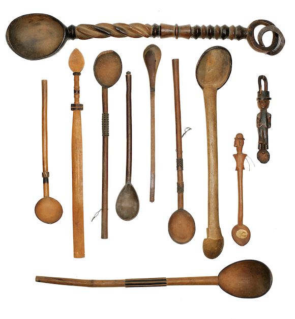 Bonhams : Miscellaneous Group of Eleven Wood Spoons, Tsong, Zulu and ...