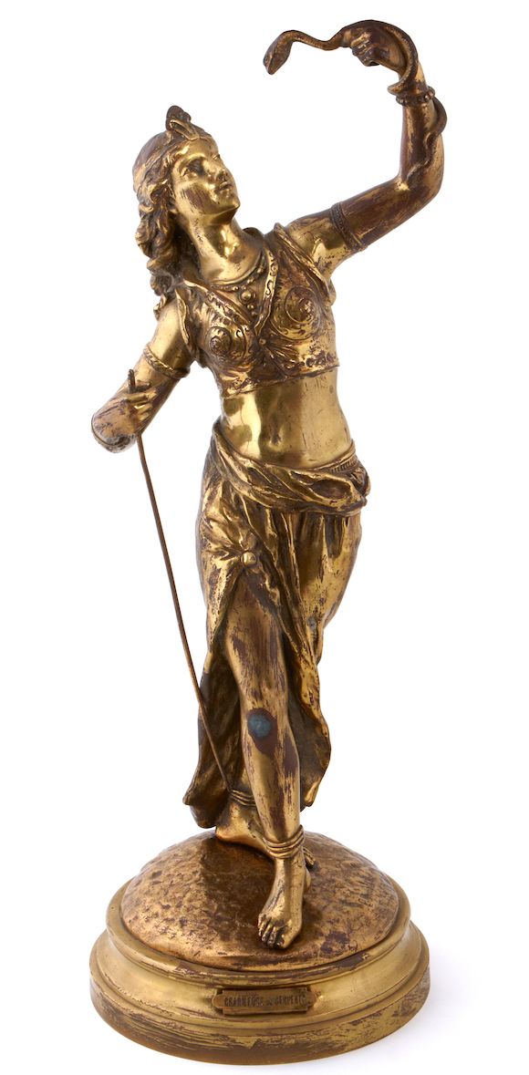 Bonhams : A French gilt bronze figure: Charmeuse de Serpents