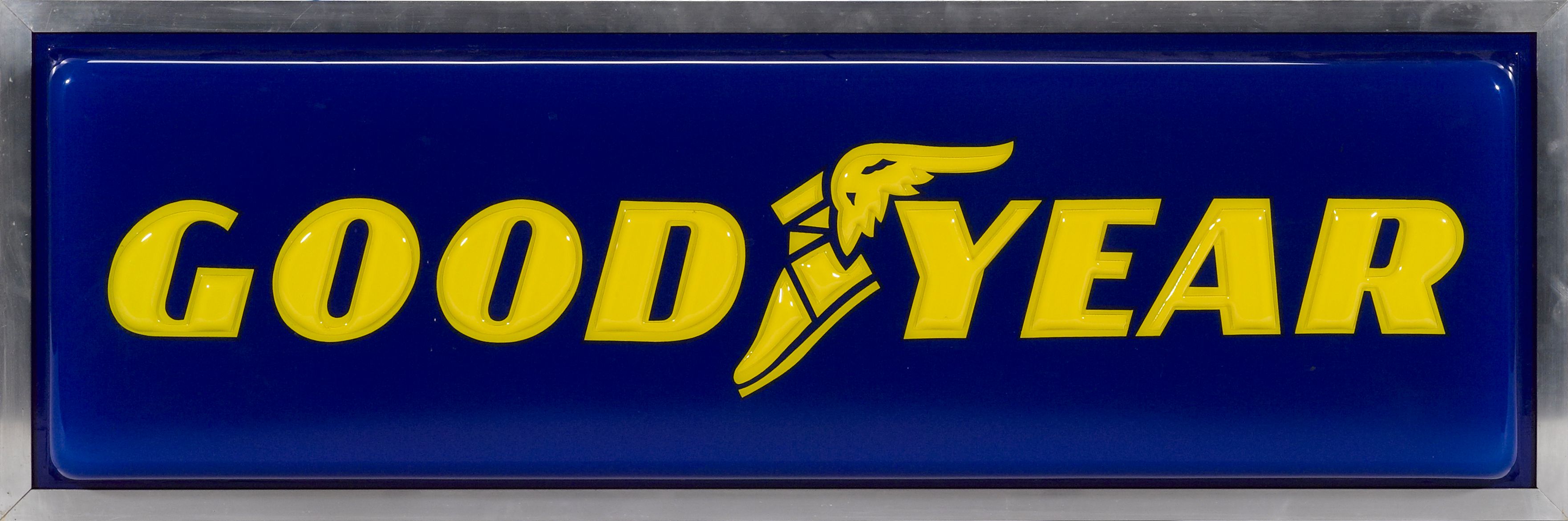 Bonhams Cars : An illuminated Goodyear tires sign,