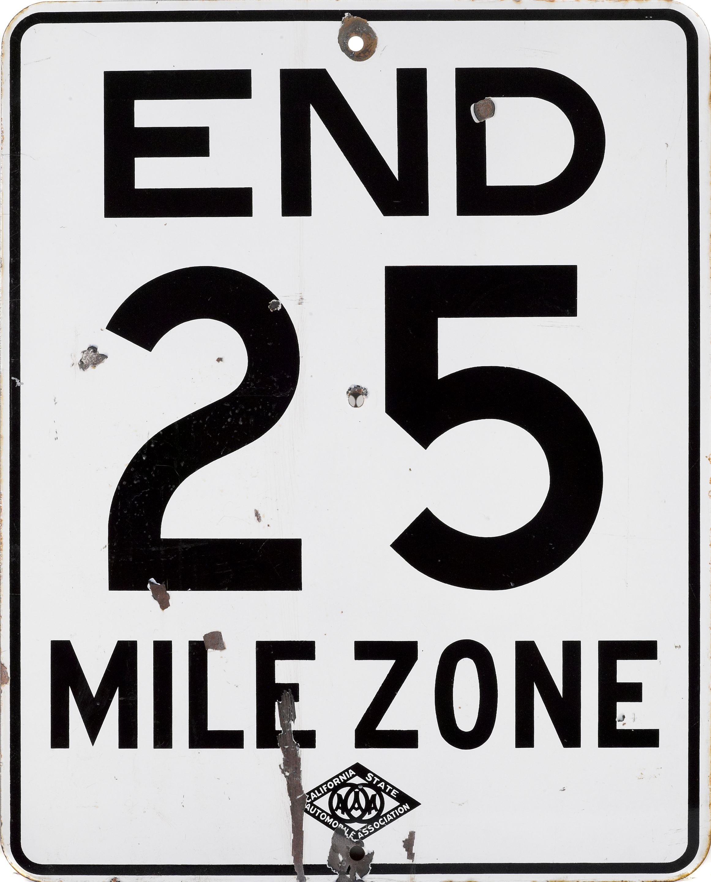 Bonhams Cars : A End 25 MPH sign,