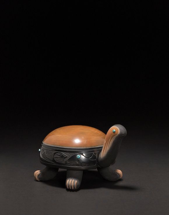 Bonhams : A San Ildefonso polychrome turtle effigy