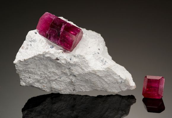 Bonhams : Rare Red Beryl Rough and Cut