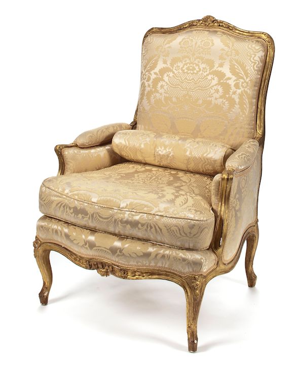Bonhams : A Louis XV carved giltwood bergere Jean Delion mid-18th century