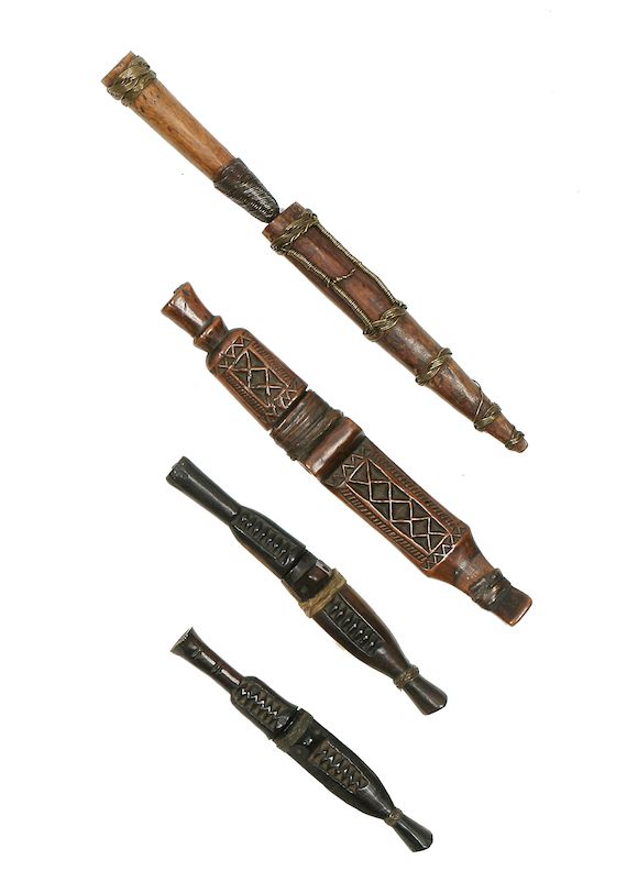 Bonhams : Four Small Shona Knives in Sheaths, Zimbabwe/Mozambique