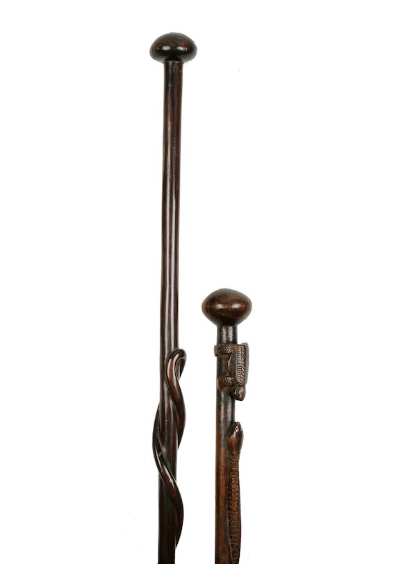 Bonhams : Pair of Zulu Staffs, South Africa