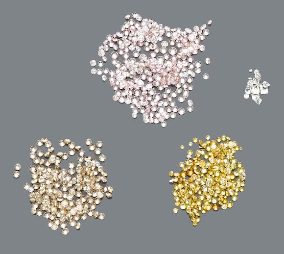 Bonhams : Group of Pink Diamond Melee, White Diamond Melee and Fancy ...