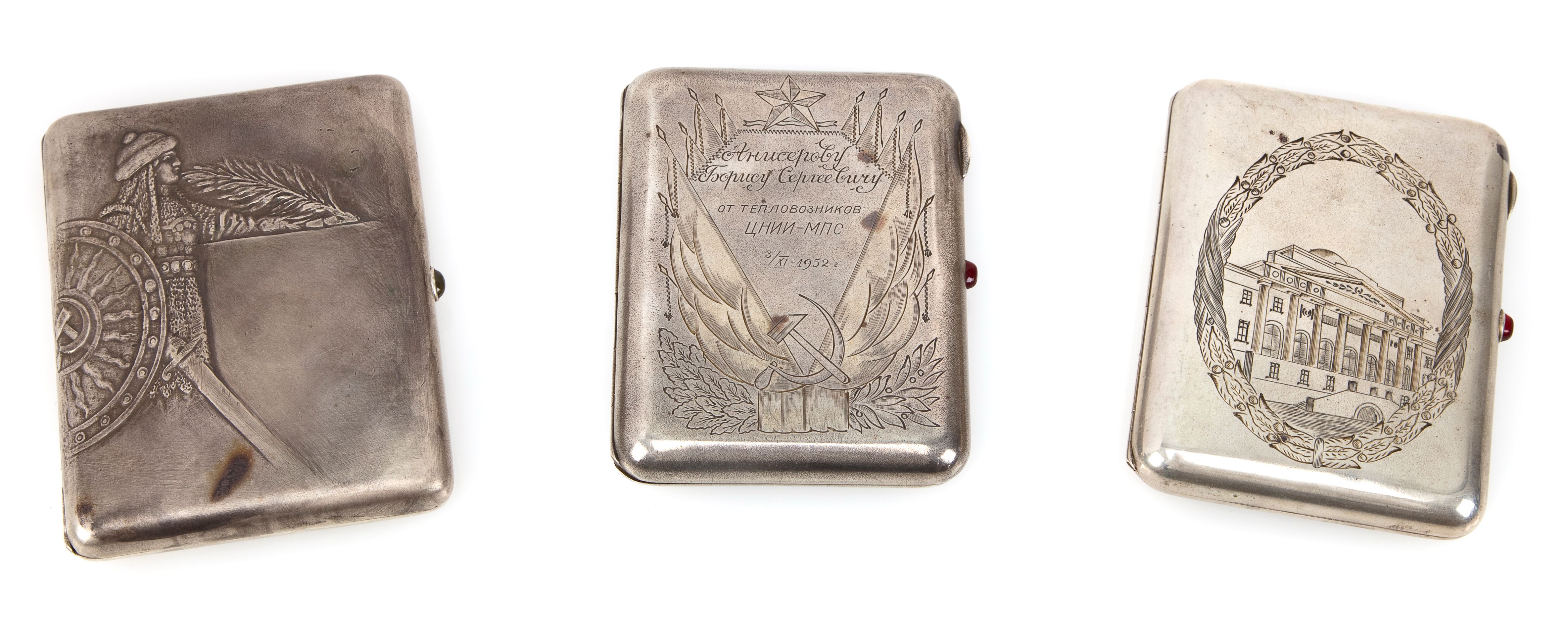 Bonhams : Group of three Russian and Soviet silver cigarette casesOne ...