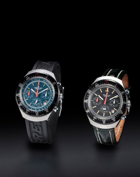 Bonhams : Breitling. A stainless steel blue tachymeter dial chronograph with date and calibrated ...