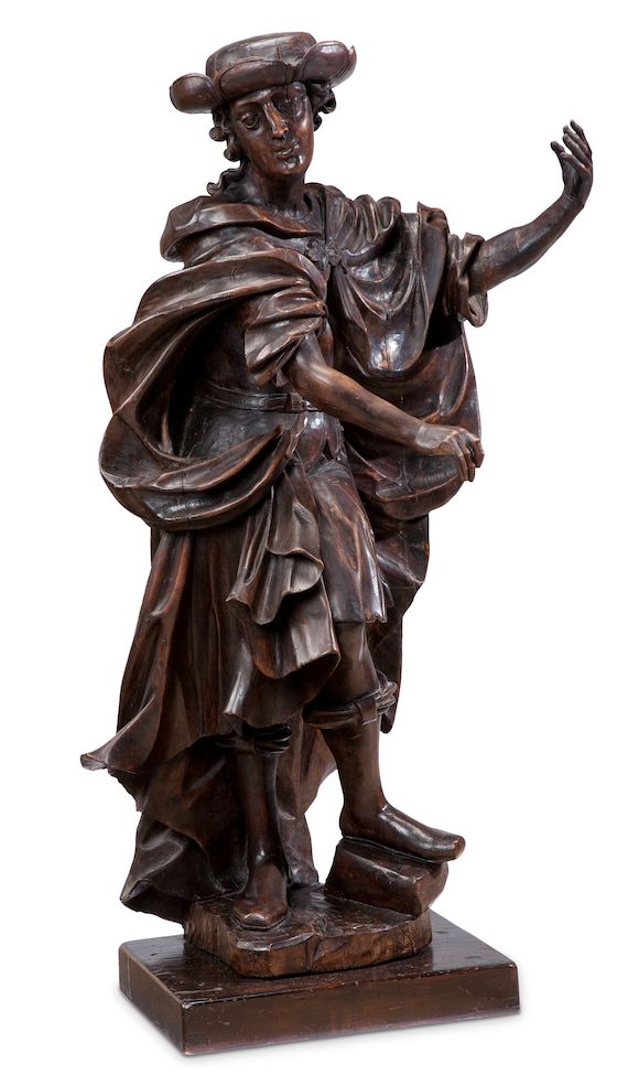 Bonhams : A Continental Baroque carved walnut figure of a strolling ...