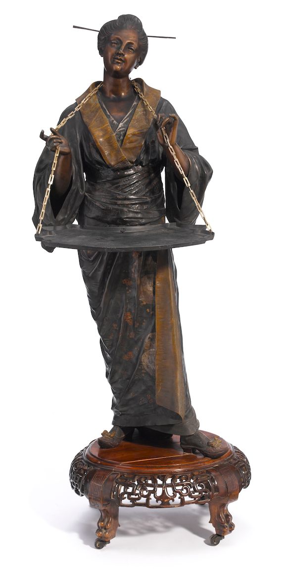 Bonhams : A near life size French patinated metal figure after a model ...