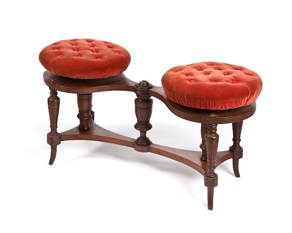 Bonhams : A Victorian carved mahogany double piano bench