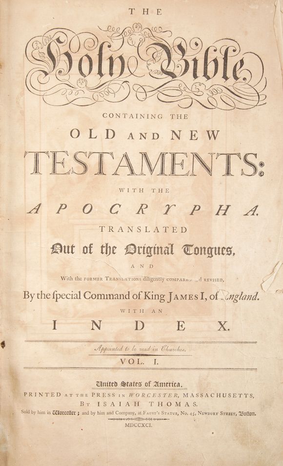 Bonhams : THOMAS, ISAIAH, printer. The Holy Bible, containing the Old ...
