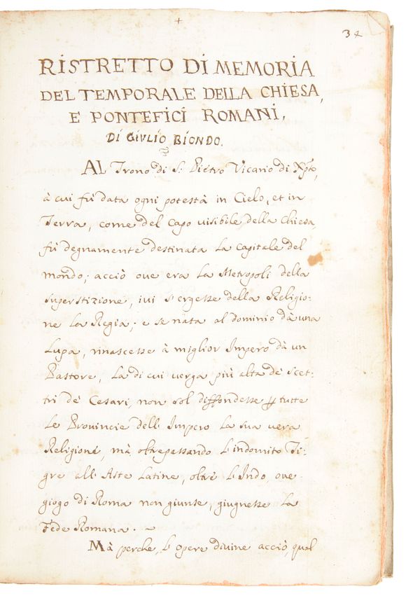 Bonhams : BIONDO, FLAVIO. 1392-1463. Per il fatto del imperio e ...