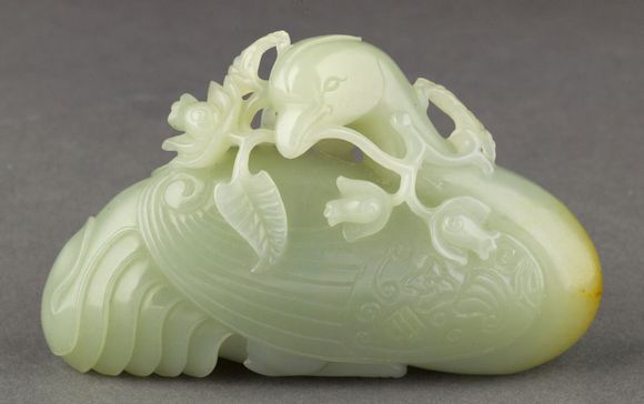 Bonhams : A nephrite carving of a mythical bird