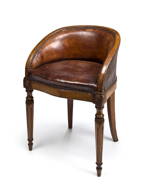 Bonhams : A Neoclassical style Italian leather upholstered desk chair