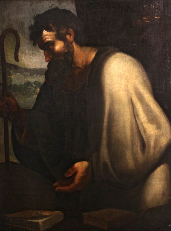 Bonhams : Neapolitan School A bearded saint holding a shepherd's crook ...