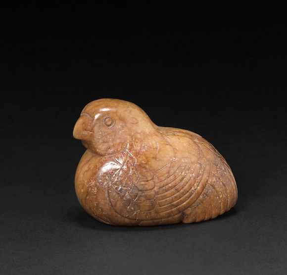 Bonhams : A mottled nephrite carving of a bird Ming dynasty or later