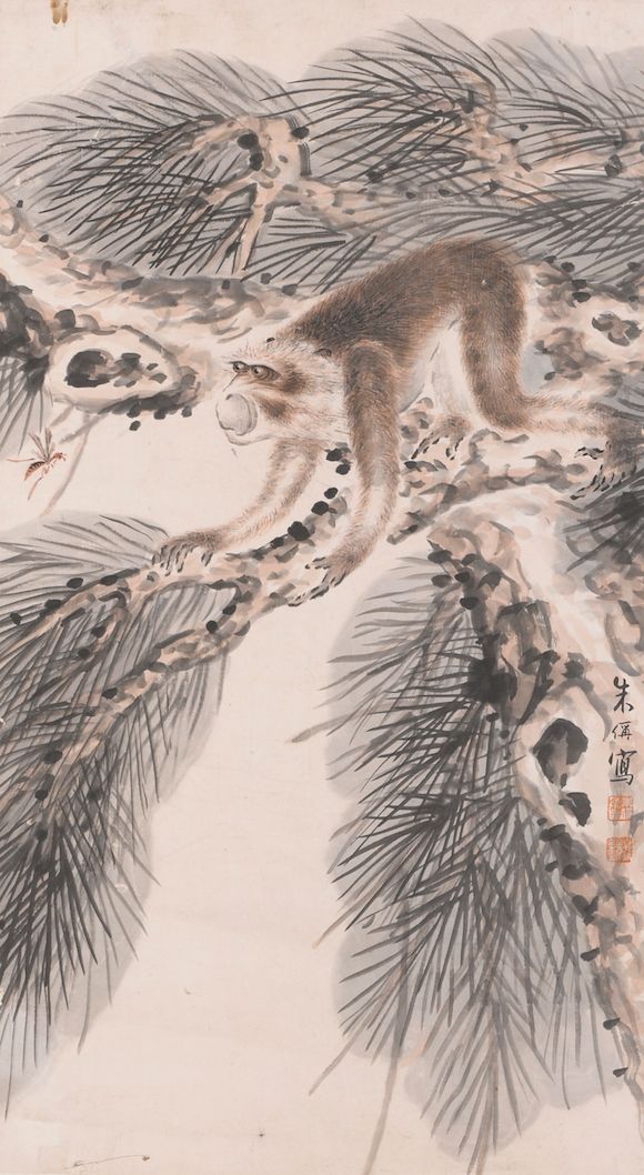 Bonhams : Zhu Cheng (1826-1900) Monkey and Pine