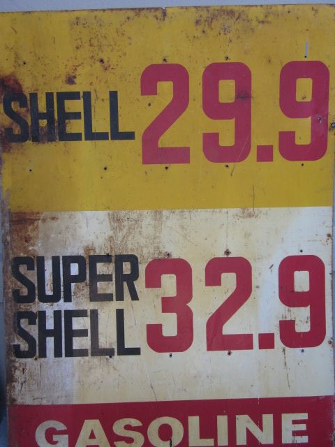 Bonhams Cars : A Shell Gasoline service station price sign, circa 1965,