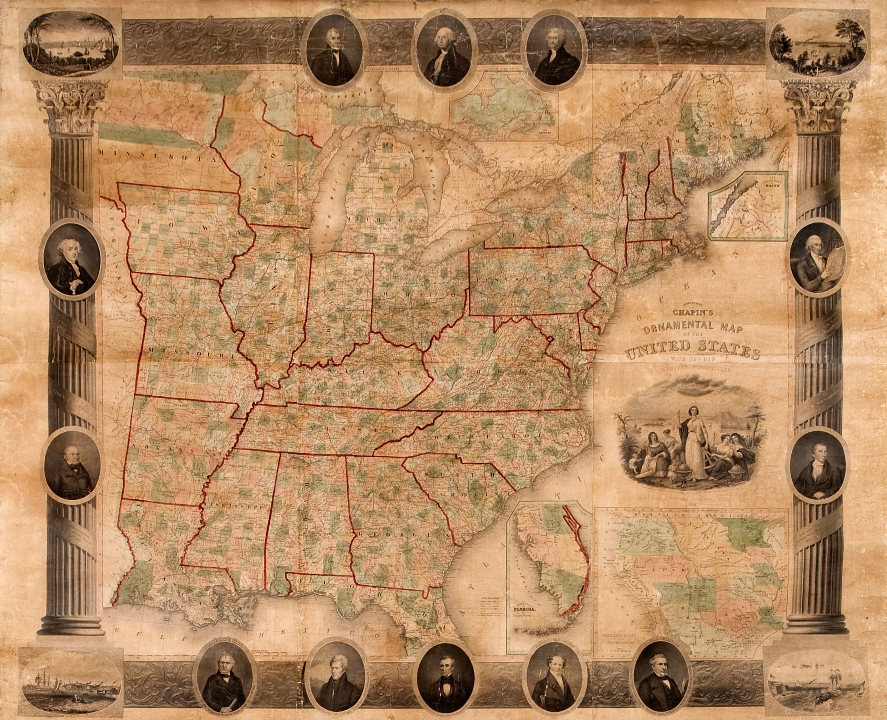 Bonhams : Wall Map - United States. Chapin, William. Chapin's ...