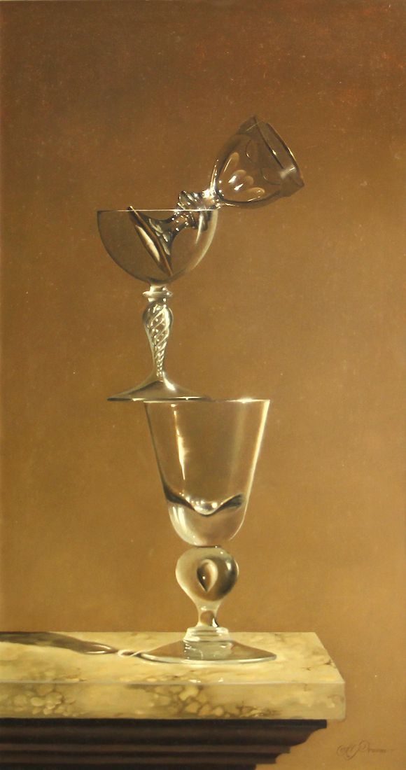 Bonhams : Al Proom (American, 1933-2006) Still life with stacked ...
