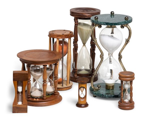 Bonhams : A group of hour glasses 10 x 5 in. (25.4 x 12.7 cm.) height x ...
