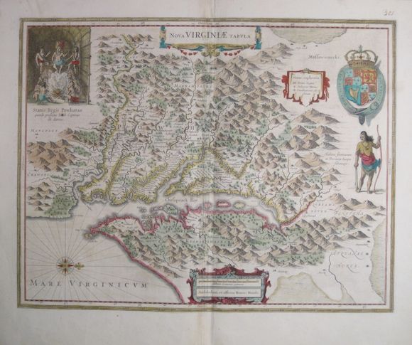 Bonhams : VIRGINIA. HONDIUS, HENRICUS. Nova Virginiæ Tabula. [Amsterdam ...