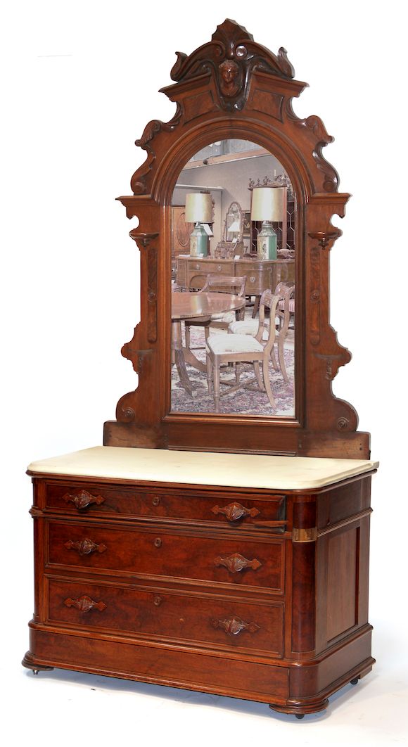 Bonhams : A Renaissance Revival walnut chest of drawers together with a ...