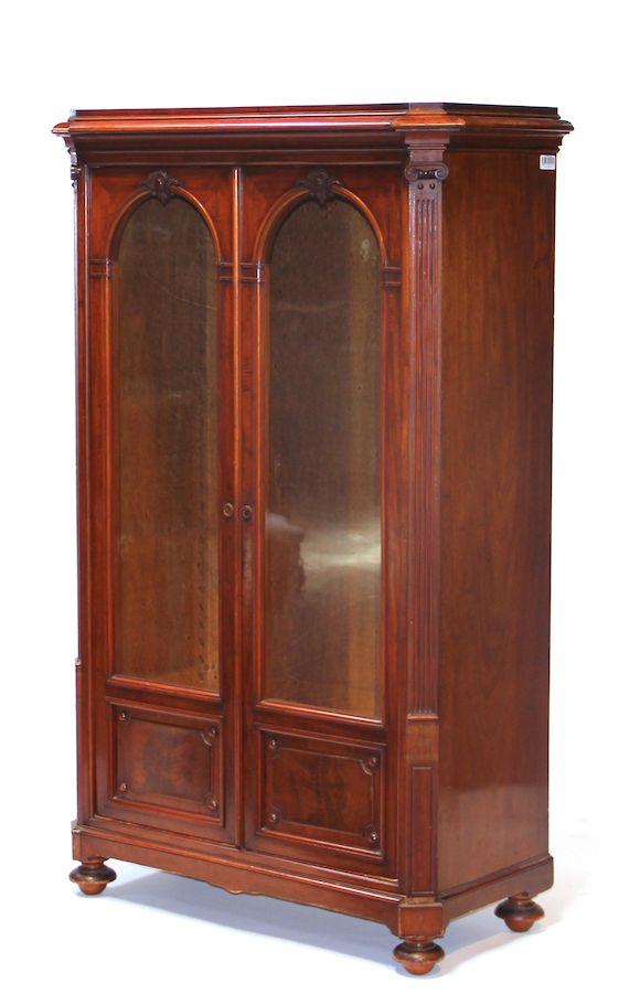 Bonhams : A German mahogany glazed front bookcase mid 19th century