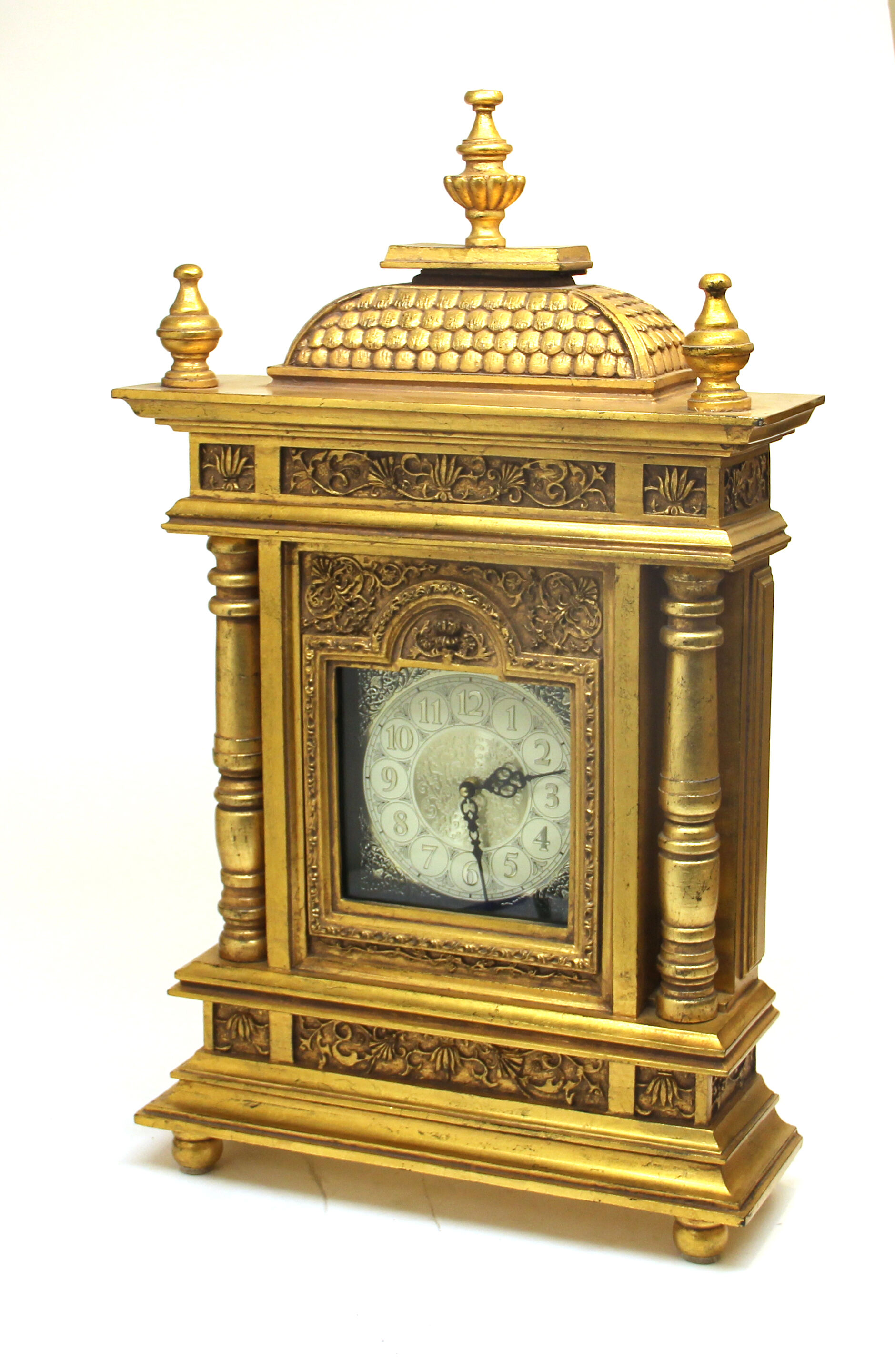 Bonhams : A German walnut cased wall clock and Renaissance style giltwood bracket clock 20th century