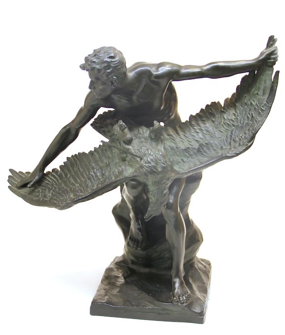 Bonhams : A German terracotta figural group with bronzed patination ...