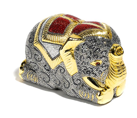 Bonhams : A Judith Leiber crystal and gold colored metal elephant ...