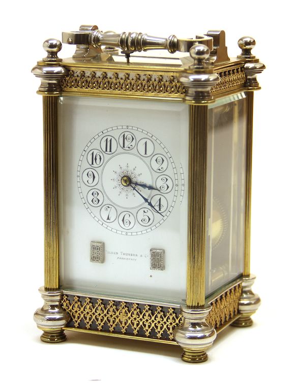 Bonhams : A gilt and nickel plated brass cased carriage clock with ...