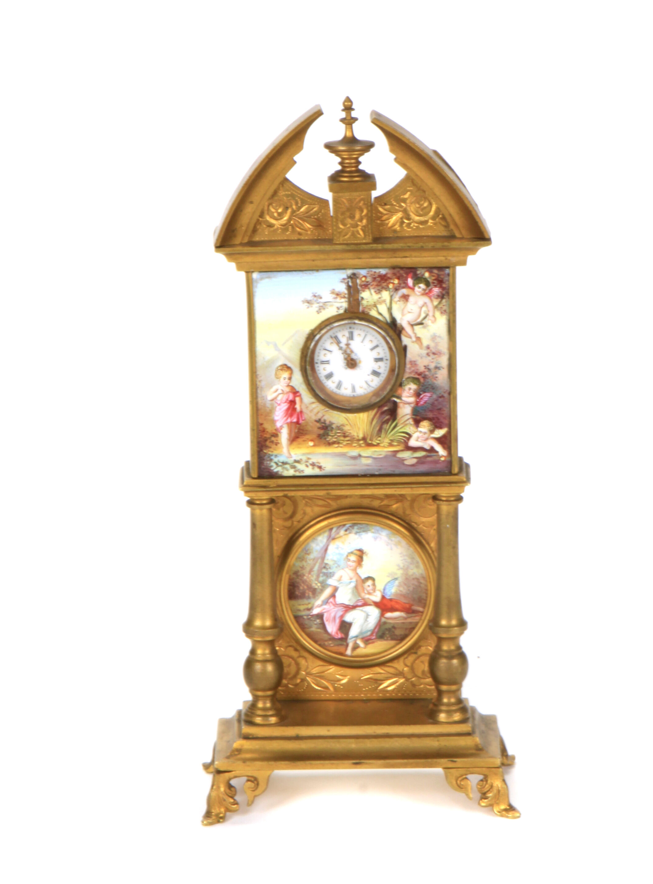 Bonhams : A Vienna gilt bronze and enamel timepiece