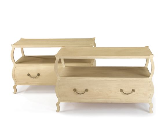 Bonhams : A pair of contemporary white stained oak bedside tables ...