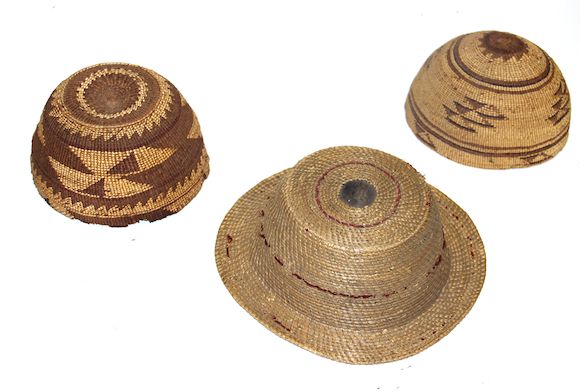 Bonhams : Three Native American basketry hats