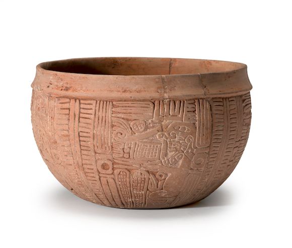 Bonhams : Maya Carved Bowl, Late Classic, ca. A.D. 550 - 950