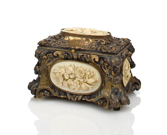 Bonhams : A French Baroque style gilt bronze jewelry box mounted with ...