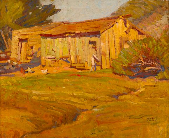 Bonhams : Maurice Logan (American, 1886-1977) Sunlight on an old barn ...