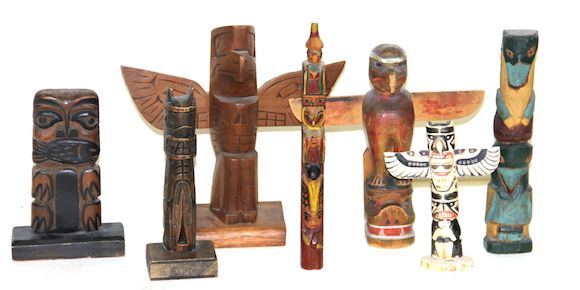 Bonhams : Six souvenir totem poles in the Northwest Coast style and a ...
