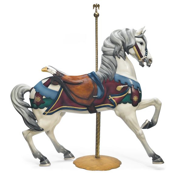 Bonhams : A fine carved and paint decorated double eagle carousel horse ...