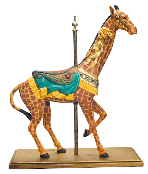 Bonhams : A carved and paint decorated carousel giraffe Herschell ...