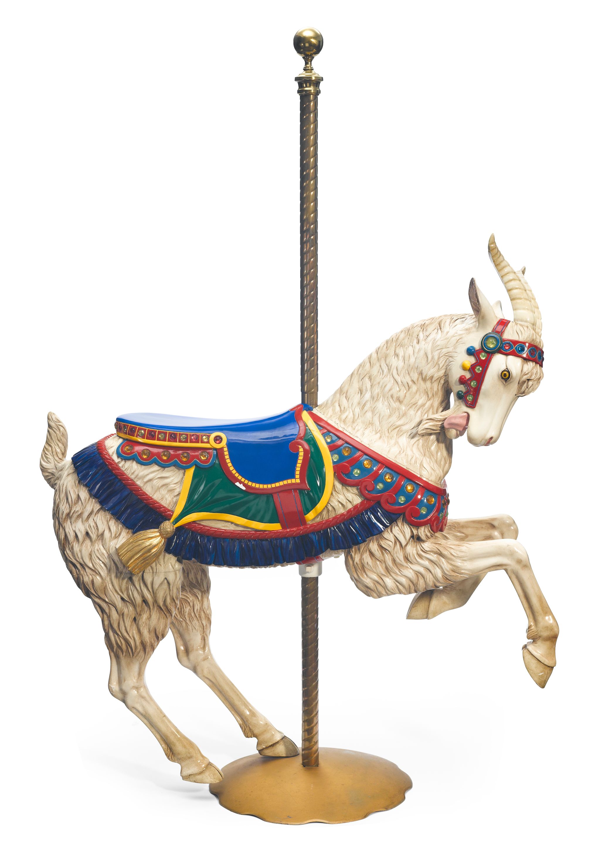 Bonhams : A carved and paint decorated carousel prancing goat Herschell ...