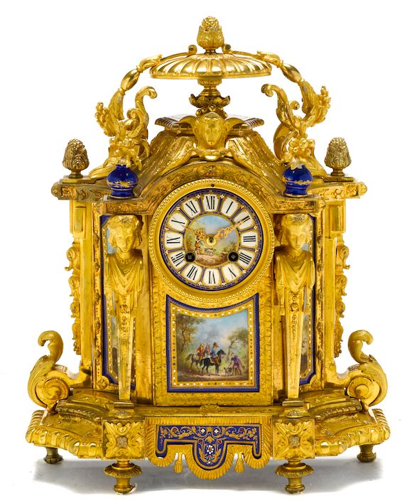 Bonhams : A French gilt bronze and Sèvres style 'jeweled' porcelain ...