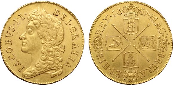 Bonhams : James II, 1685-1688, Gold 2 Guineas, 1687