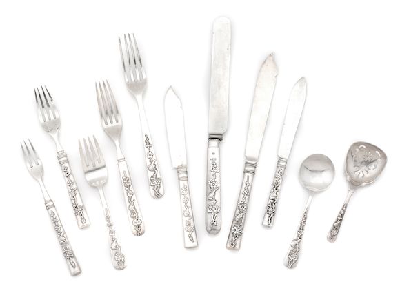 Bonhams : A Chinese Export silver assembled flatware service for twelve ...