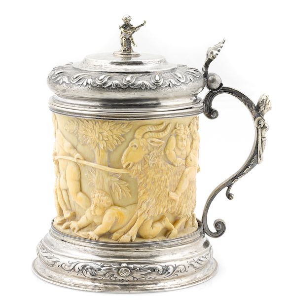 Bonhams : A Scandinavian silver-mounted carved-ivory tankard probably ...