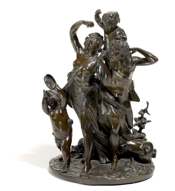Bonhams : A French patinated bronze figural group