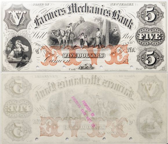 Bonhams : Camden, NJ, The Farmers & Mechanics Bank 5 PMG Proof 64